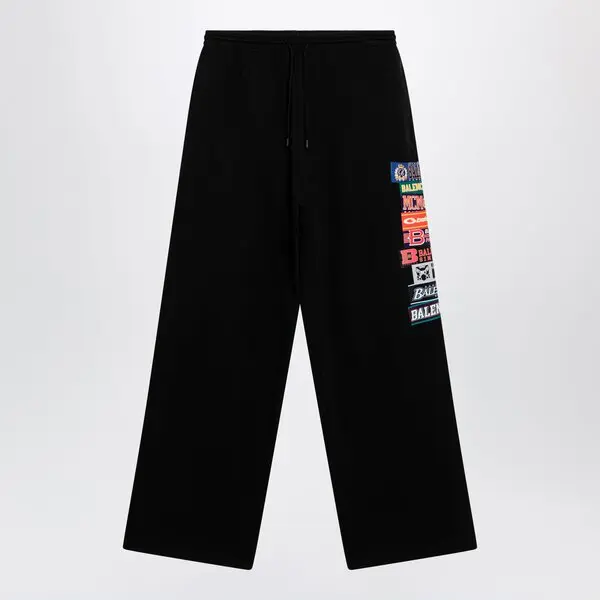 Balenciaga Jogger Trousers With Logo Print - Black