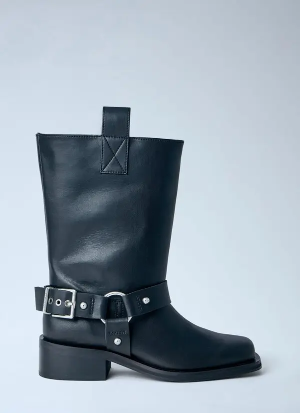 GANNI Mid Shaft Biker Boots - Black