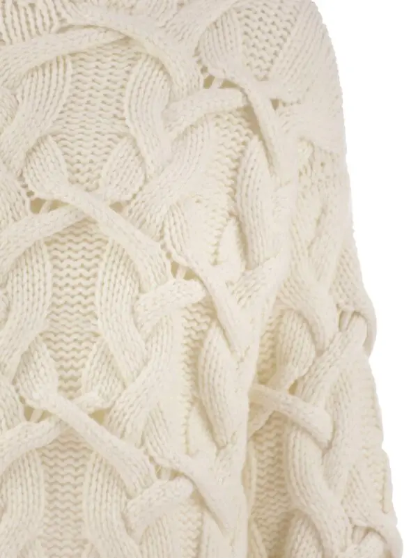 Brunello Cucinelli Cashmere Braided High-neck Sweater - White