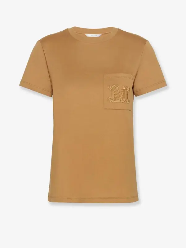 Max Mara Papaia Cotton T-shirt With Monogramma - Multicolor