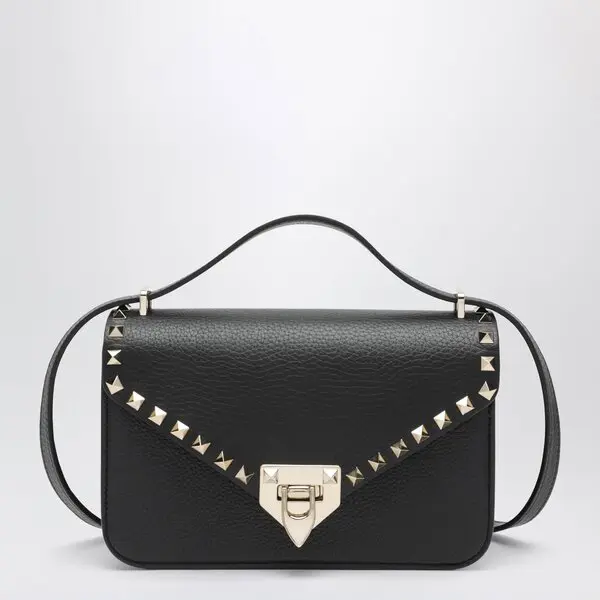 Valentino Garavani Rockstud Crossbody Bag In Calfskin Leather - Black