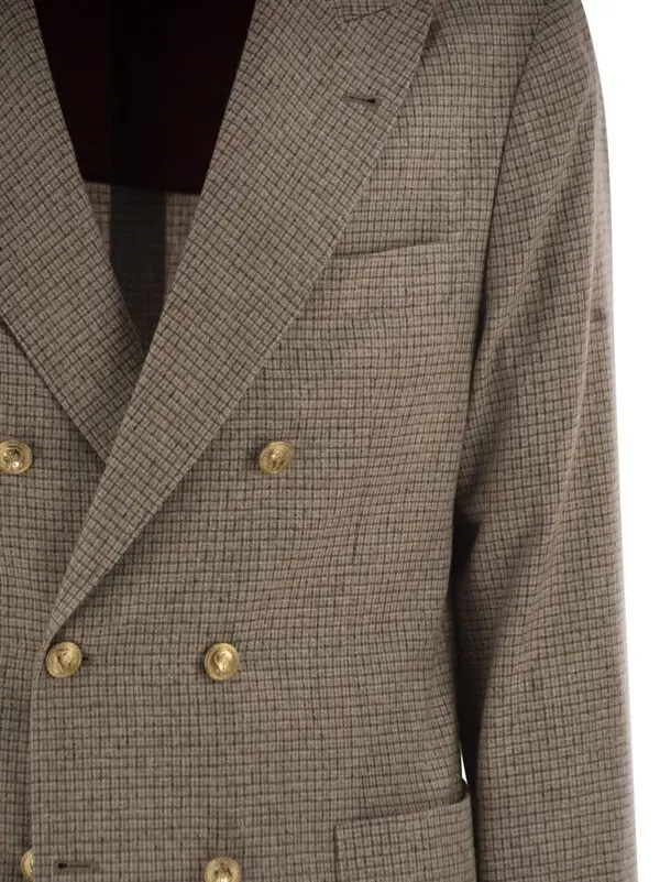 Brunello Cucinelli One-and-a-half Breasted Deconstructed Jacket In Checked Flannel