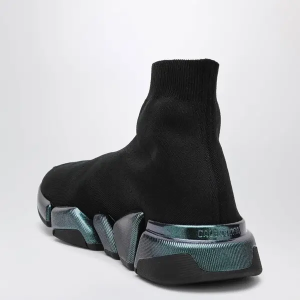Balenciaga Blue Speed 2.0 Iridescent Knit Sneakers - Black