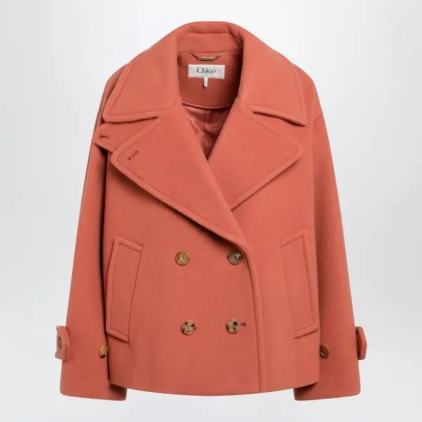 Chloé Cedar Double-breasted Short Wool Coat - Pink