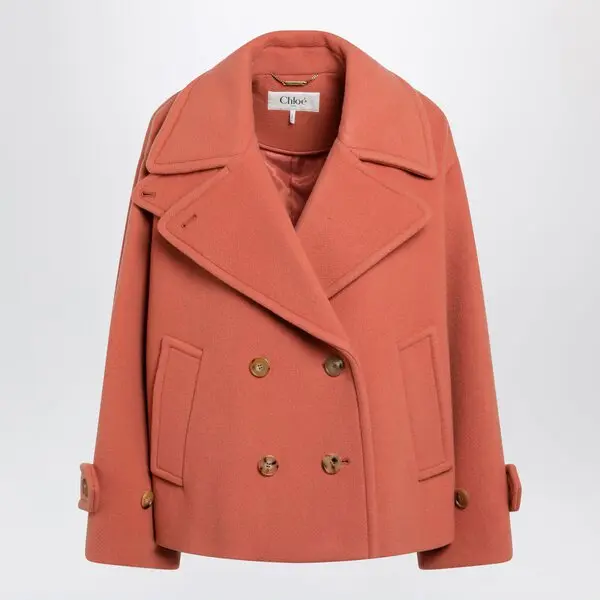 Chloé Double-breasted Short Wool Coat - Pink