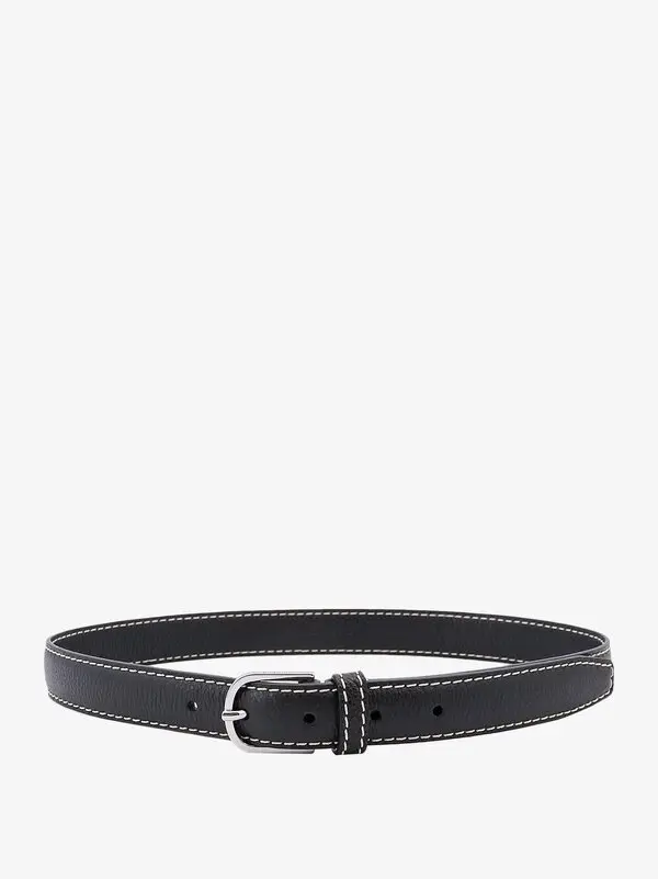 TOTEME Slim Grained Leather Belt - Black
