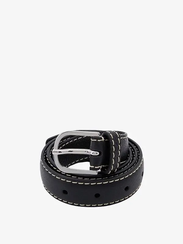 TOTEME Slim Grained Leather Belt - Black