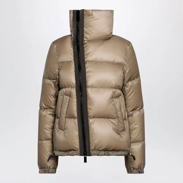 Sacai Beige Down Jacket With Asymmetrical Zip