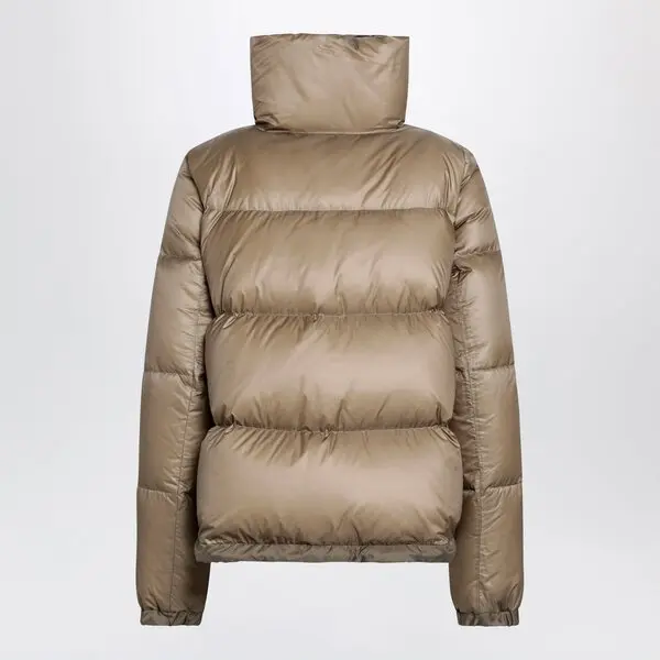 Sacai Beige Down Jacket With Asymmetrical Zip