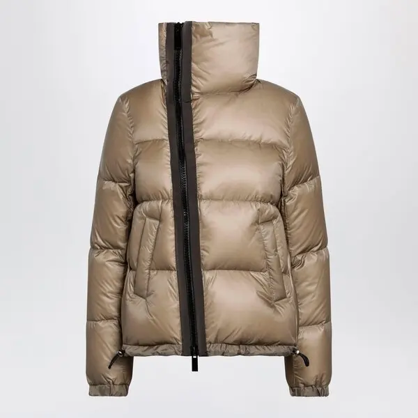 Sacai Beige Down Jacket With Asymmetrical Zip - Cream