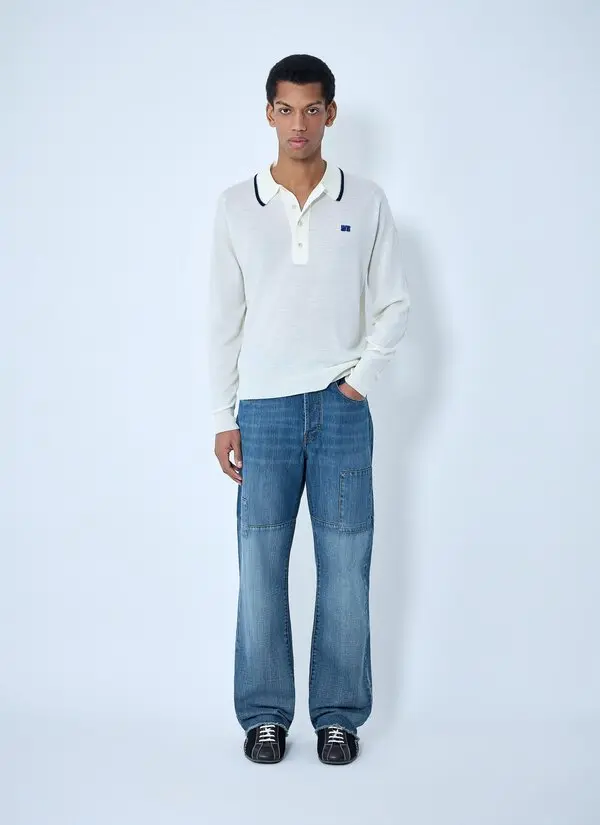 WALES BONNER Patched Slub Wide-leg Jeans