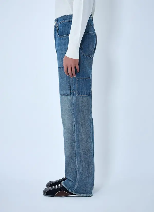 WALES BONNER Patched Slub Wide-leg Jeans