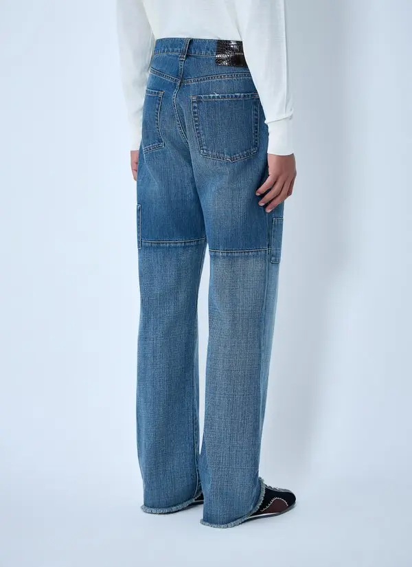 WALES BONNER Patched Slub Wide-leg Jeans