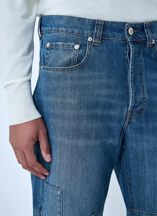 WALES BONNER Patched Slub Wide-leg Jeans