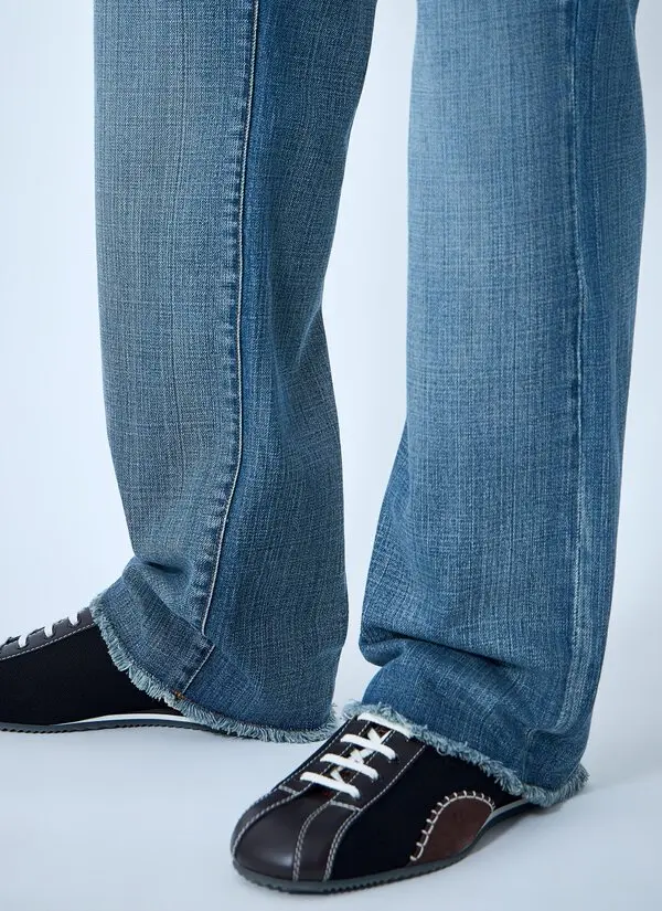 WALES BONNER Patched Slub Wide-leg Jeans