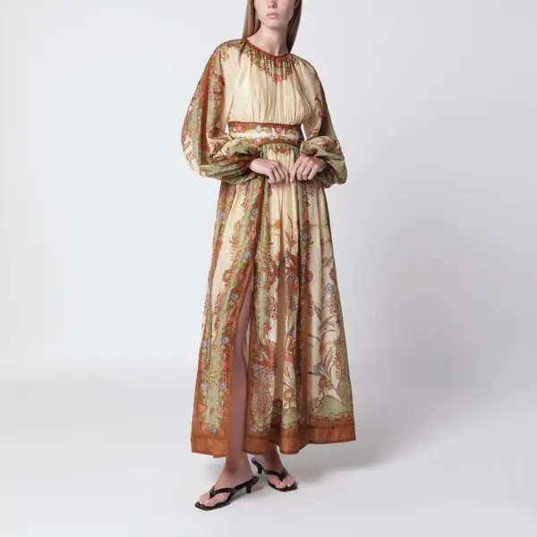 Zimmermann Cream Cotton And Silk Indra Maxi Dress - Multicolor