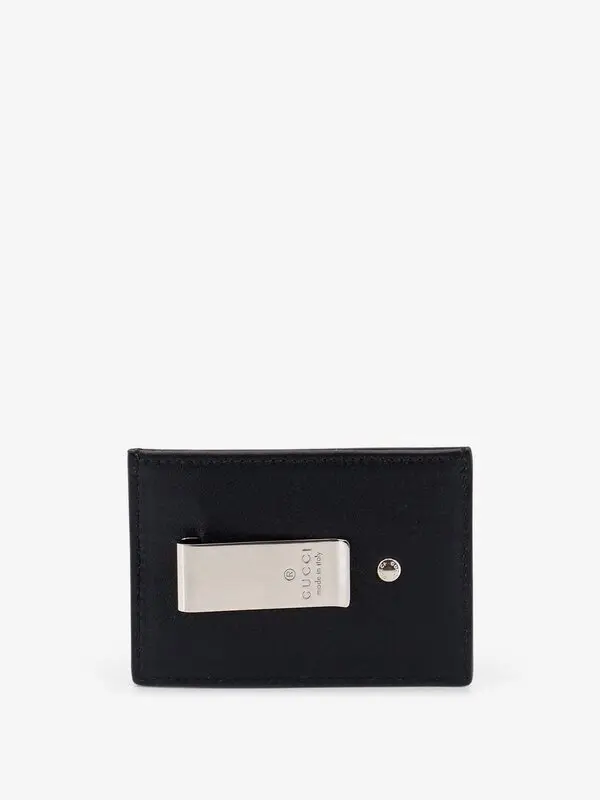 Gucci Gg Marmont Leather Card Holder With Money Clip - Black