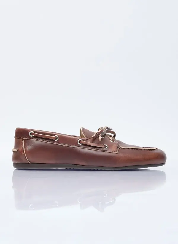 Miu Miu Lace-up Loafers - Brown