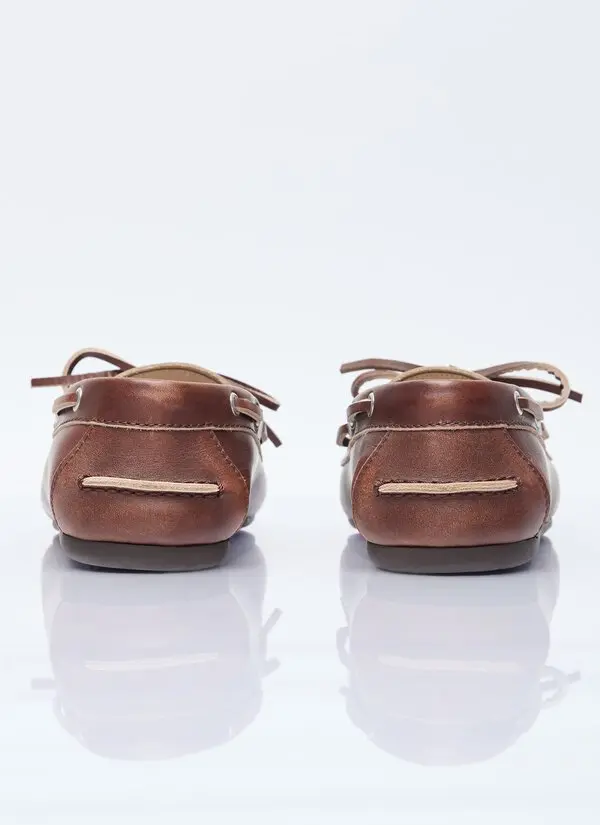 Miu Miu Leather Lace-up Loafers - Brown