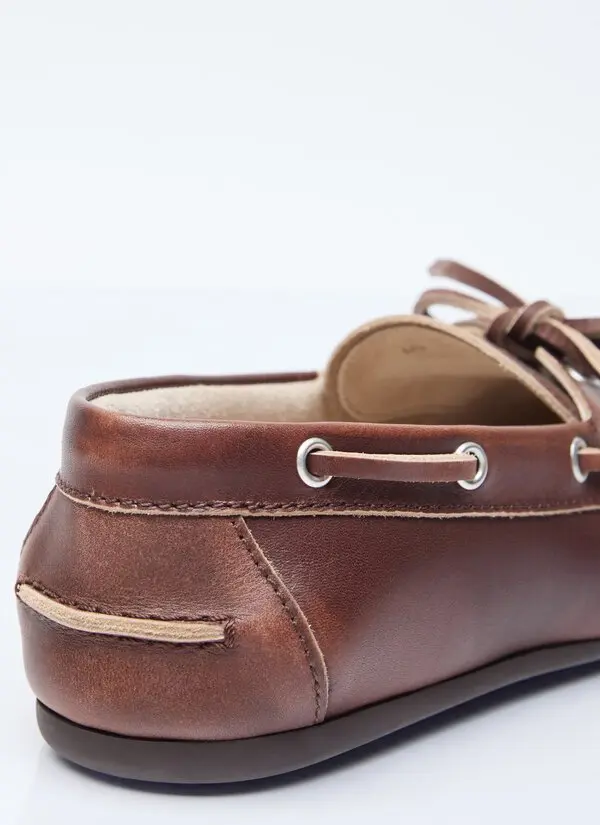 Miu Miu Leather Lace-up Loafers - Brown