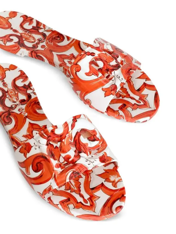 Dolce & Gabbana Maiolica Print Flat Sandals - Multicolor