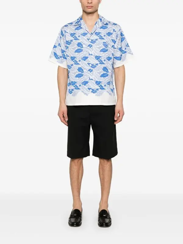 Prada Short-sleeved Printed Cotton Shirt