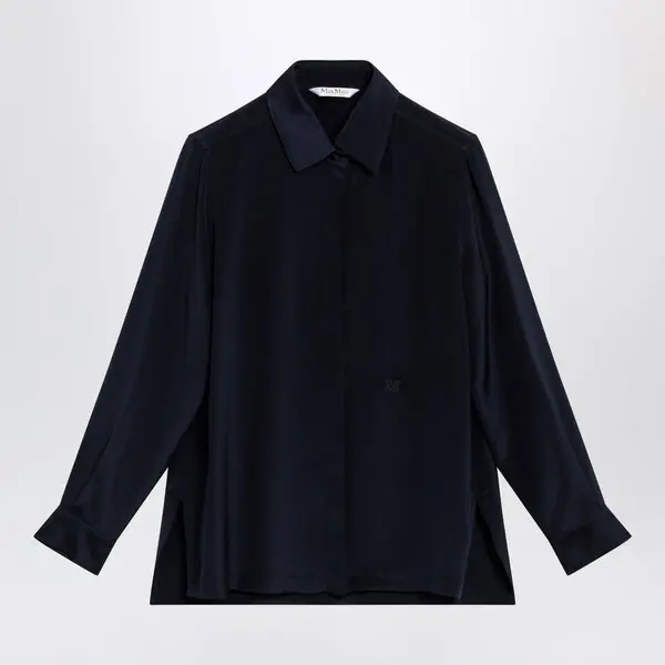 Max Mara Silk Long Sleeve Shirt - Blue