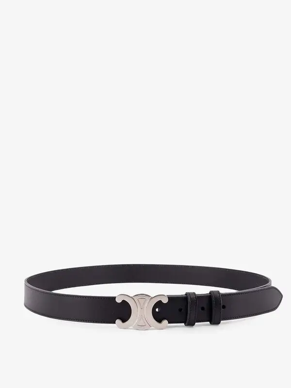 Celine Triomphe Leather Belt - Black