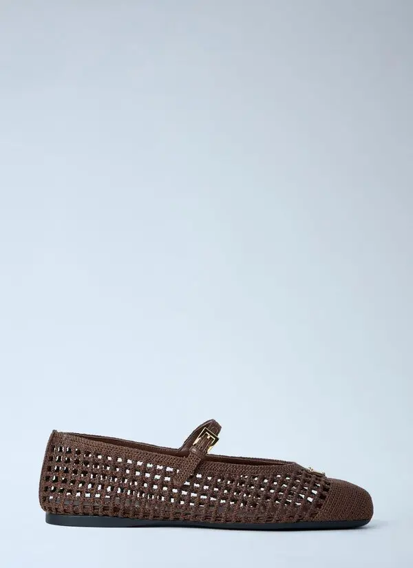 Prada Crochet Knit Ballerina Flats - Brown