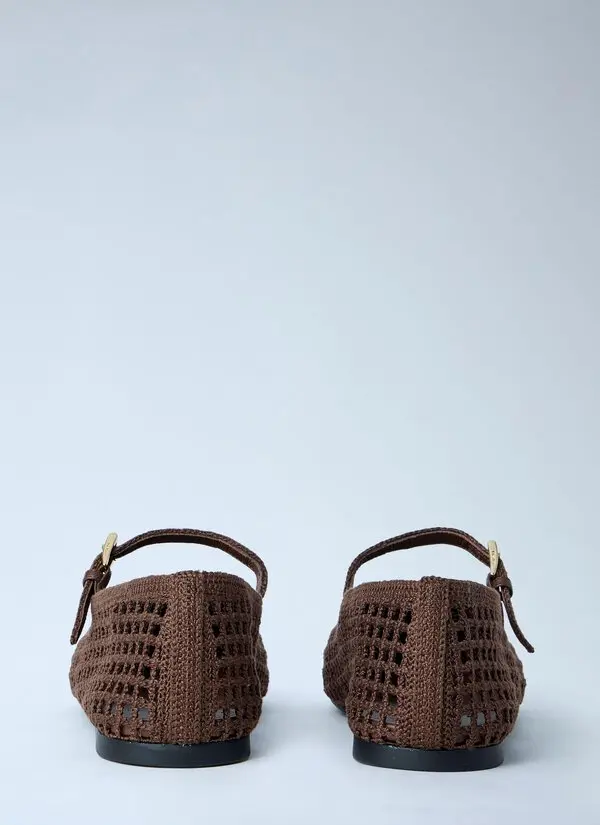 Prada Crochet Knit Ballerina Flats - Brown