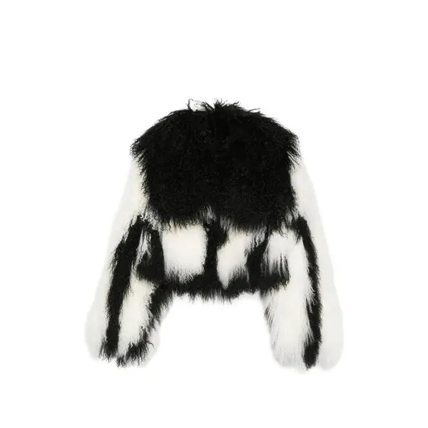 Attico Patterned Shearling Jacket - Black