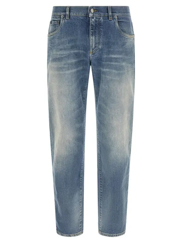 Dolce & Gabbana Logo Plaque Jeans - Blue