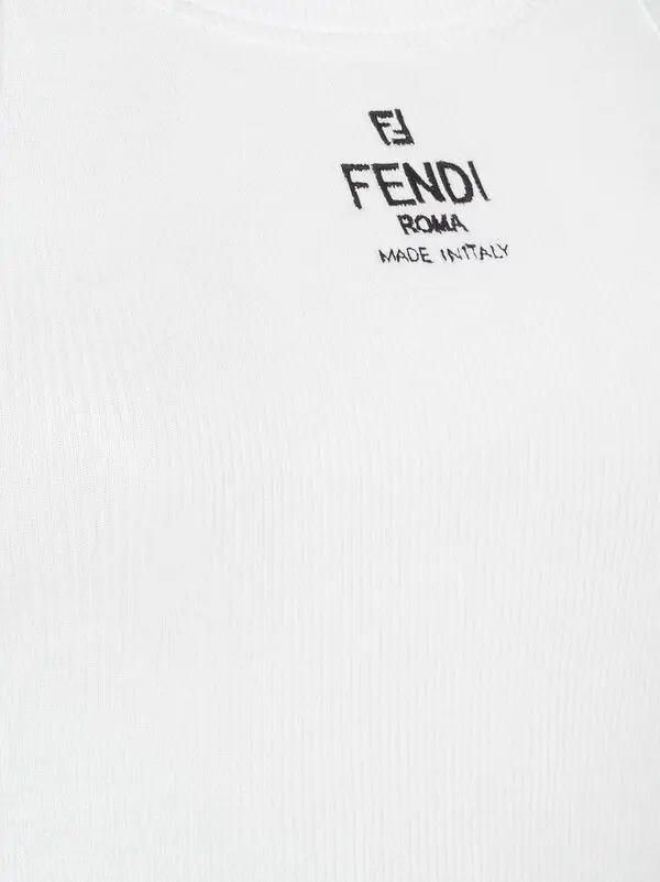 Fendi Ribbed Cotton Tank Top - White