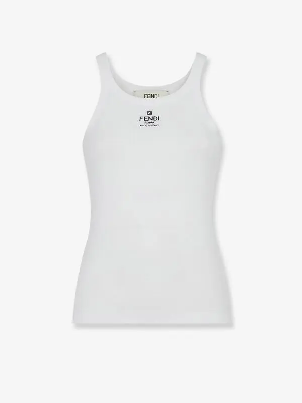 Fendi Ribbed Cotton Tank Top