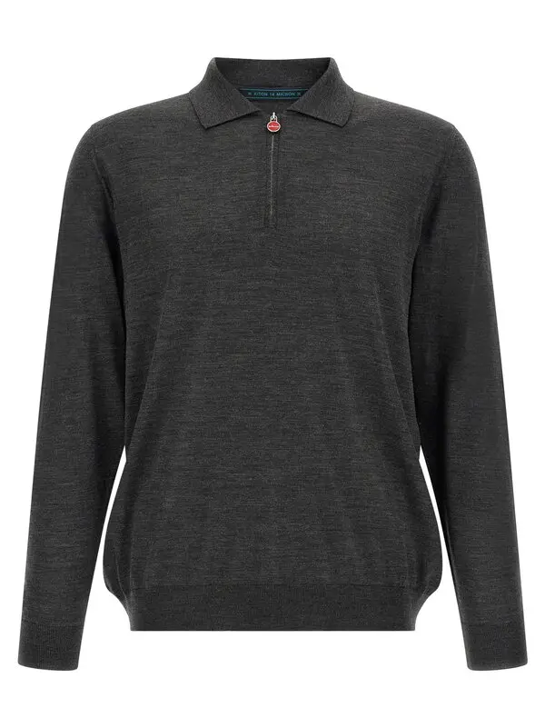 Kiton Wool Polo Shirt 14 Microns - Gray