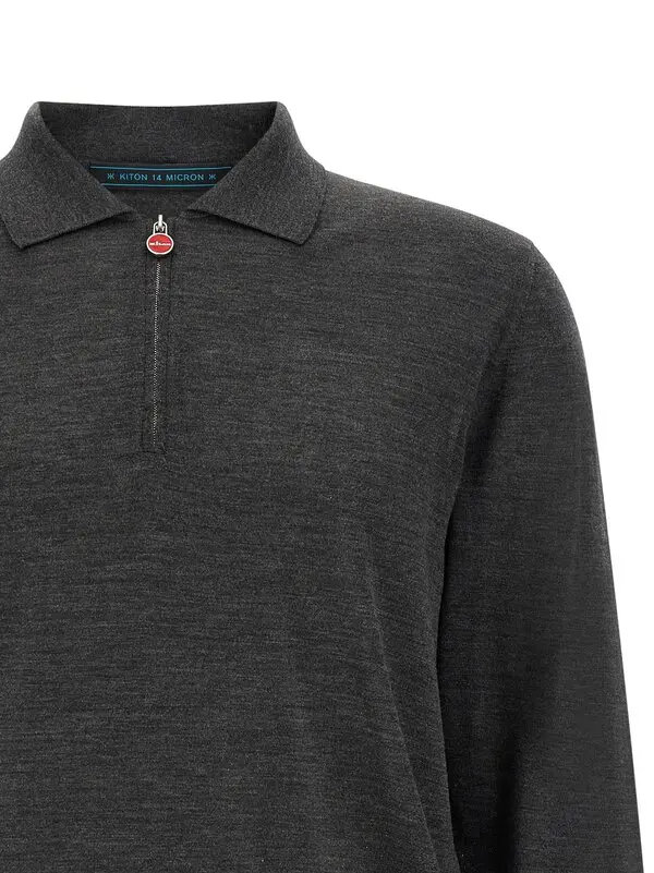 Kiton Wool Polo Shirt 14 Microns - Gray