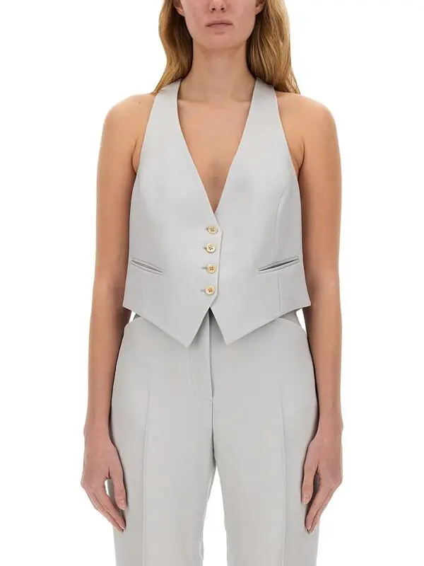 TOM FORD Barathea Silk Wool Vest - Gray