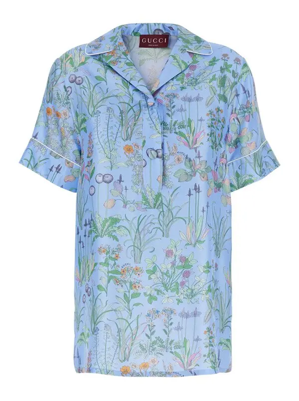 Gucci Silk Floral Print Short Sleeve Shirt - Multicolor