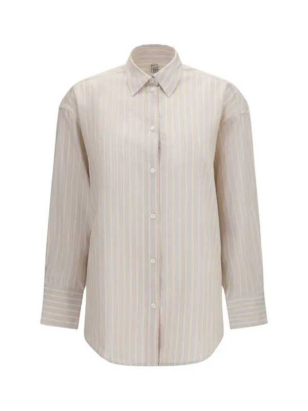 TOTEME Oversized Striped Shirt In Cotton - Cream
