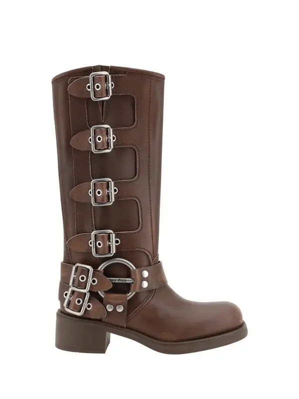 Miu Miu Leather Boots - Brown