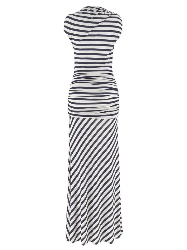 SELF-PORTRAIT Navy Stripe Jersey Maxi' Dress