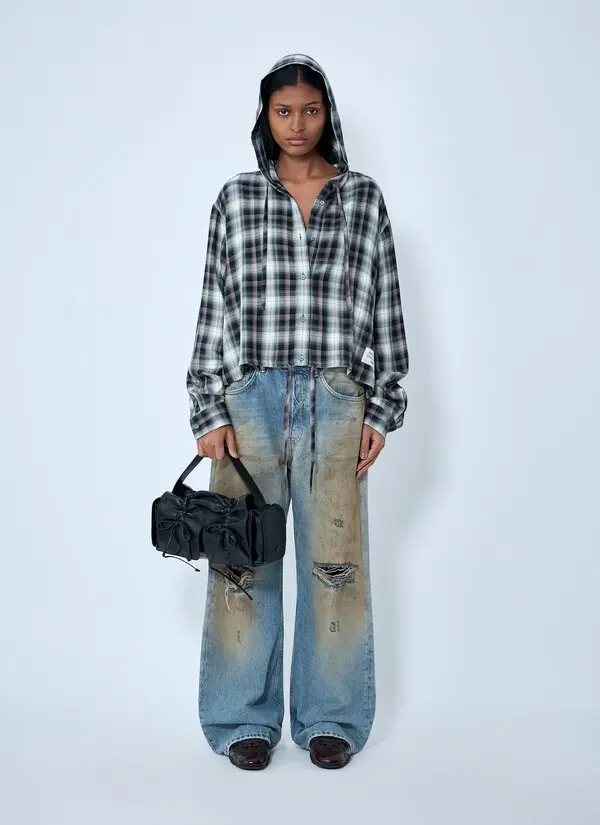 Acne Studios Hooded Check Shirt - Green