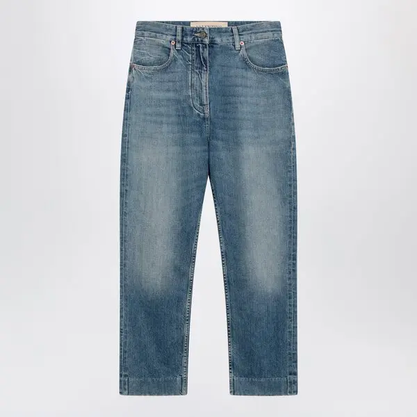 Valentino Garavani Medium Jeans With Vpatch Detail On The Back - Blue