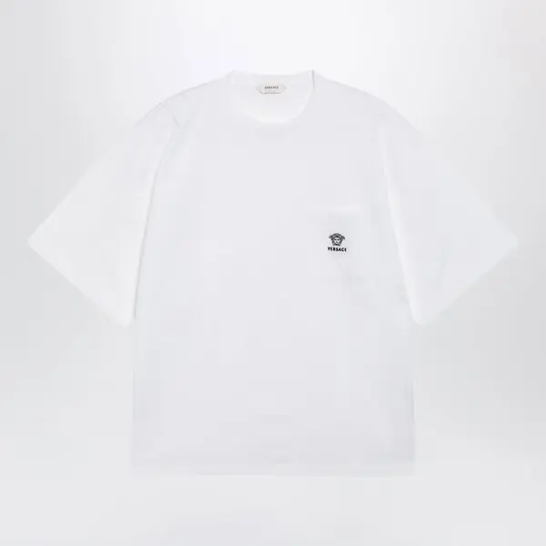 Versace Cotton Jersey T-shirt With Medusa Embroidery - White