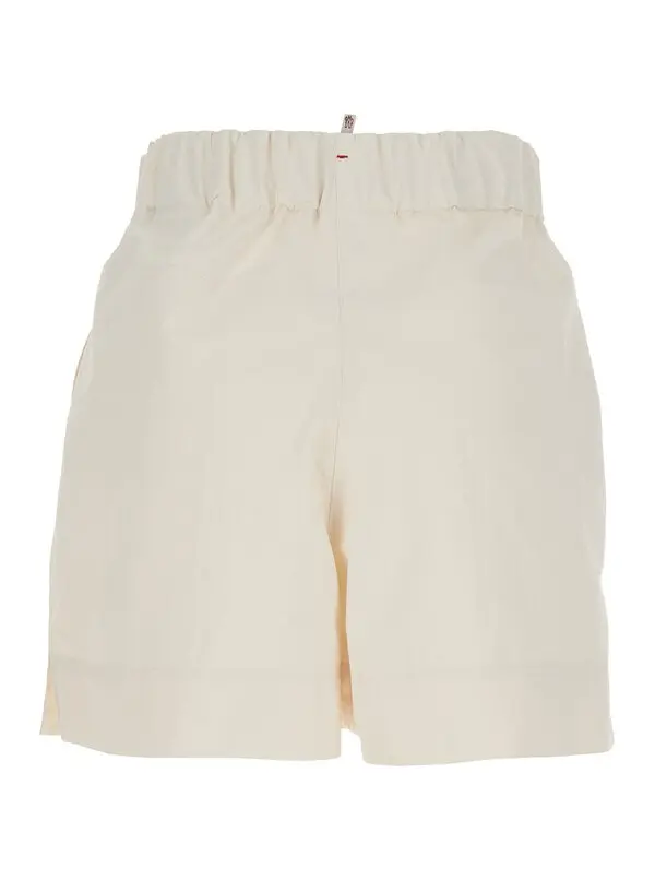 Moncler White Shorts With Elasticated Waist And Drawstring And Logo Patch On The Side In Tech Fabric For - Multicolor
