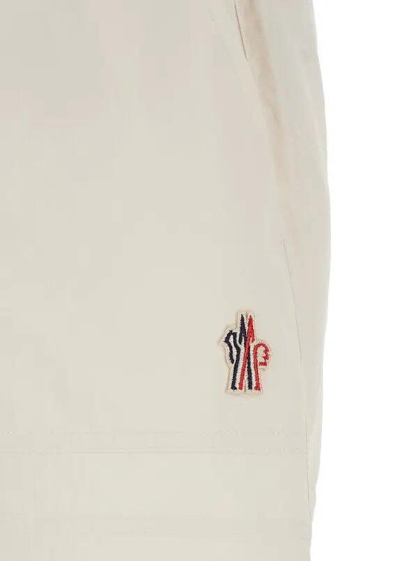 Moncler White Shorts With Elasticated Waist And Drawstring And Logo Patch On The Side In Tech Fabric For - Multicolor
