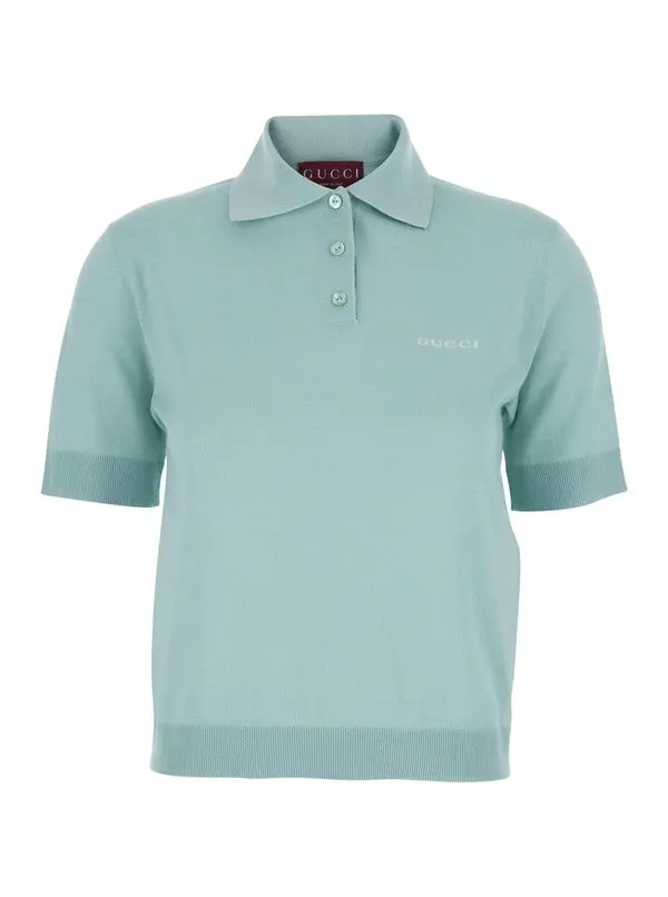 Gucci Wool Polo With Logo Embroidery - Multicolor