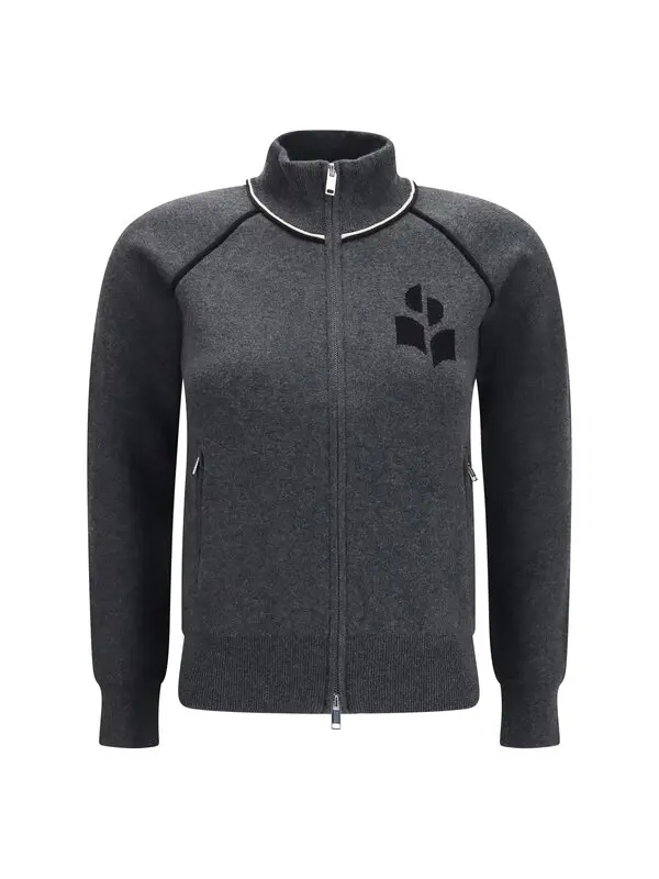 Isabel Marant Étoile Lanya Logo And Zip Cardigan - Gray