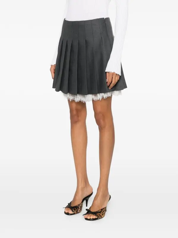 SELF-PORTRAIT Wool Pleated Mini Skirt