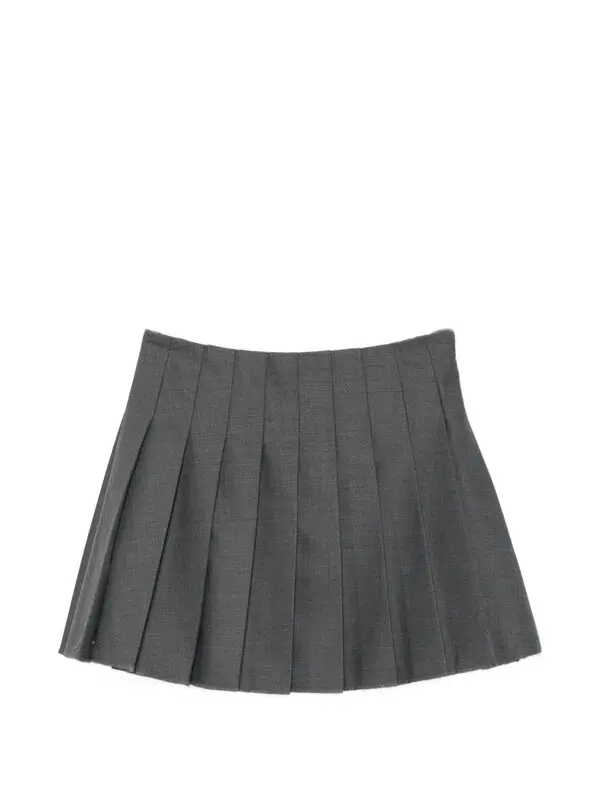 SELF-PORTRAIT Wool Pleated Mini Skirt - Multicolor